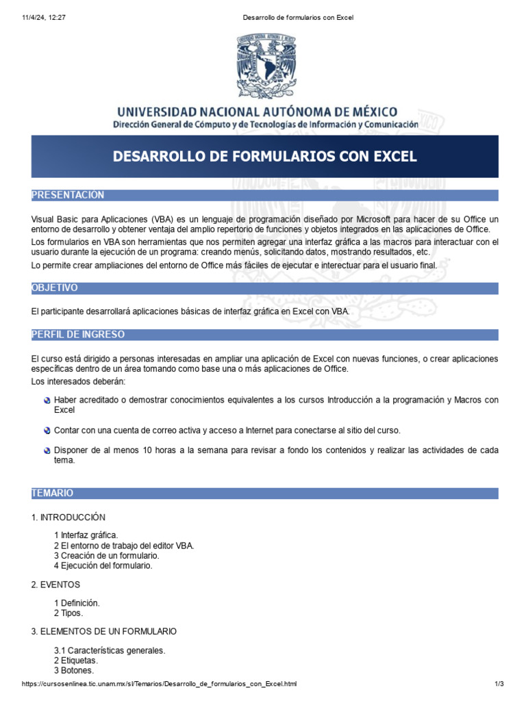 35 Desarrollo de formularios con Excel | PDF | Microsoft Excel | Visual Basic para Aplicaciones