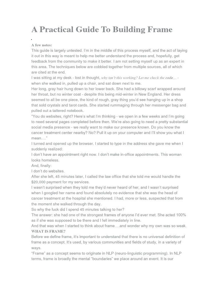 A Practical Guide To Building Frame | PDF | Mind | Psychology