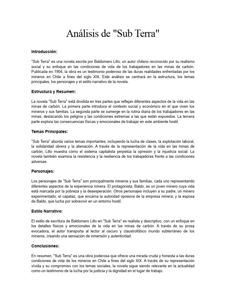 Análisis de Sub Terra | PDF | Novelas