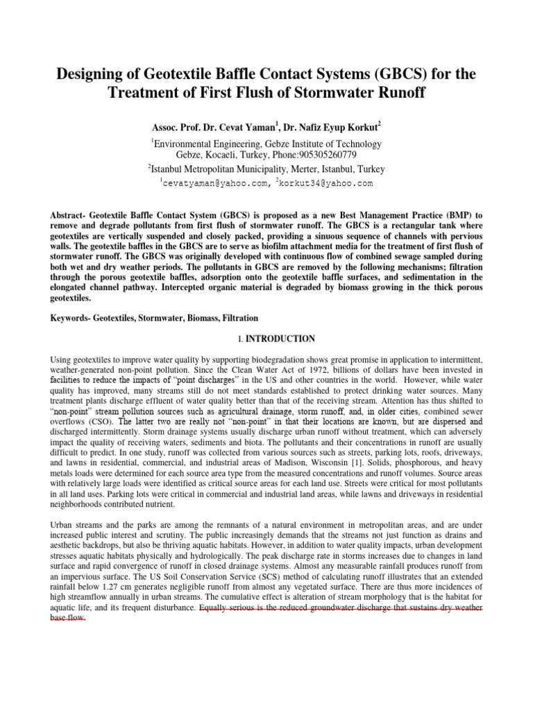 Geotextile Baffle Systems for Stormwater Treatment | PDF | Water ...