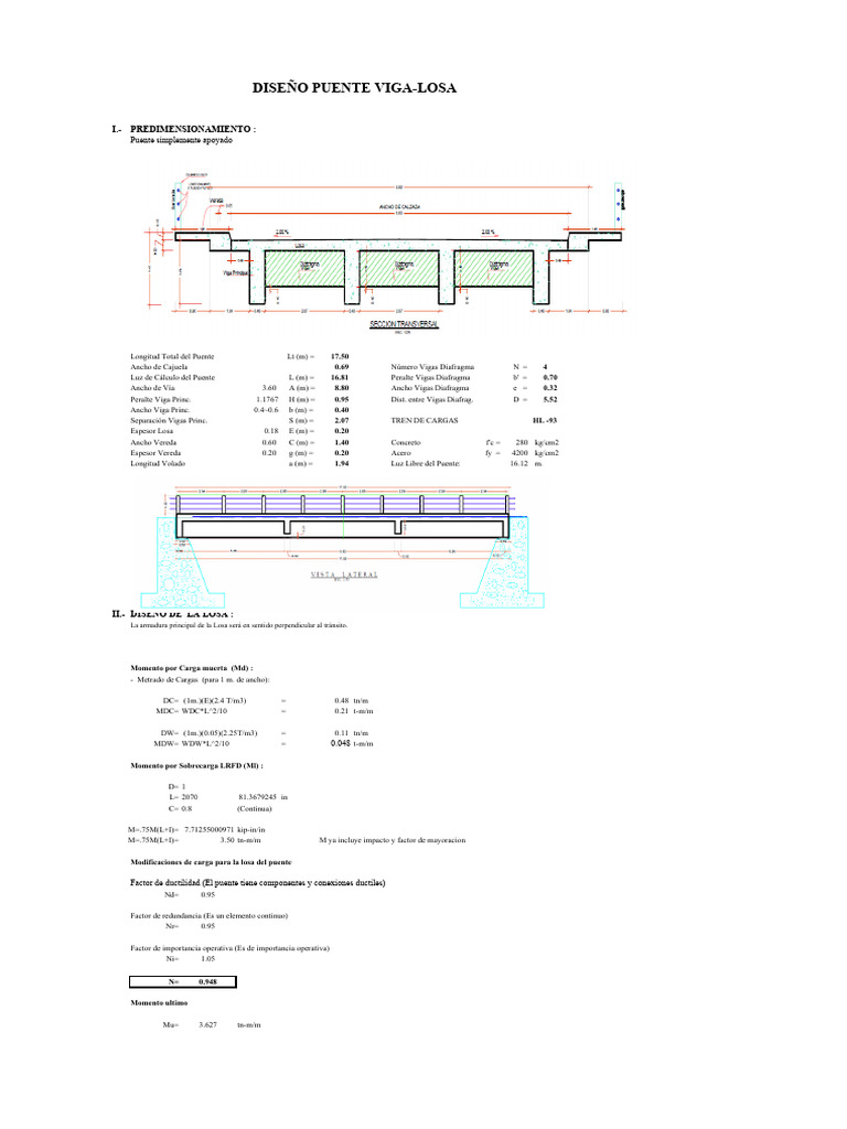 Diseño de Puente viga losa avance | PDF