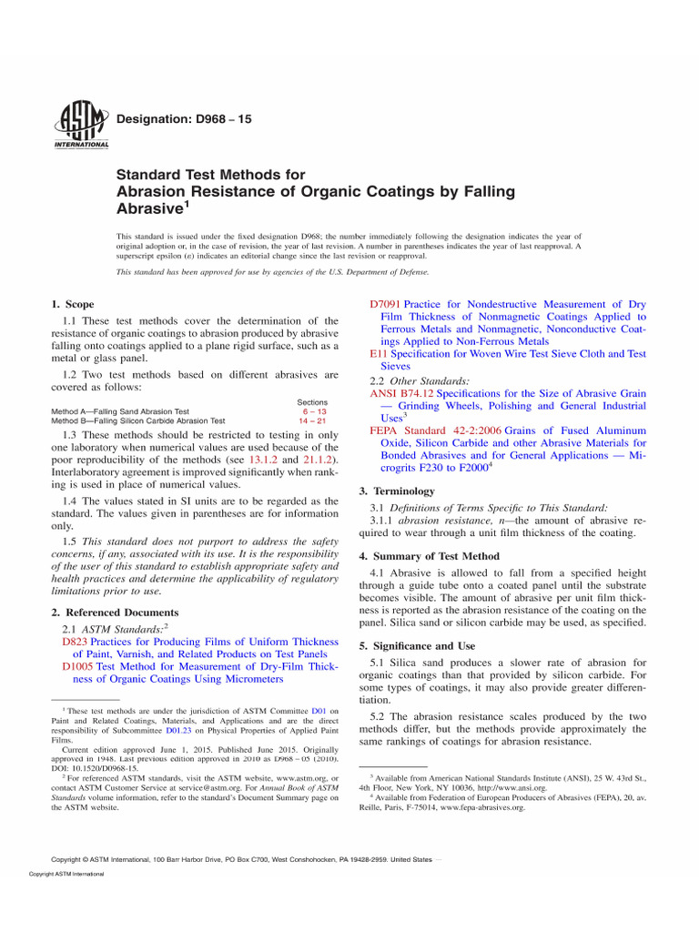 Astm d968 | PDF