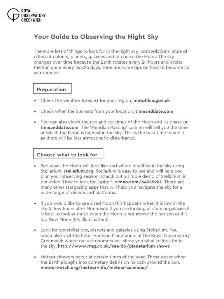 Guide To Observing The Night Sky - 0 | PDF | Sky | Apparent Magnitude