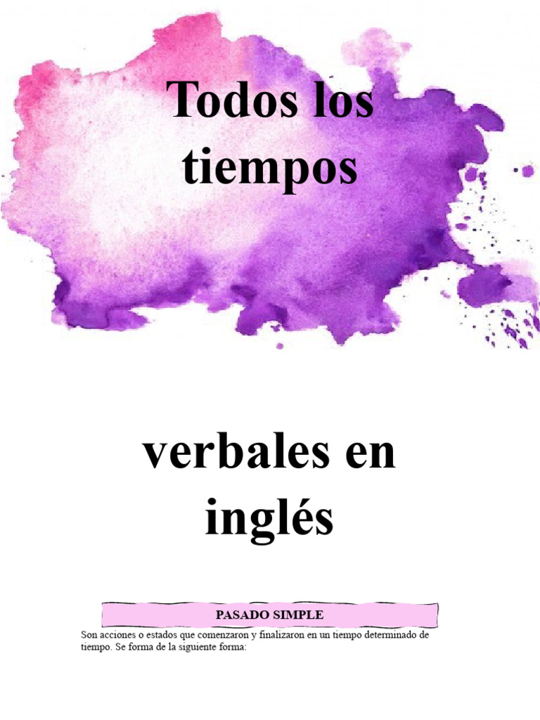 Tiempos Verbales En Ingles 2024 Pdf