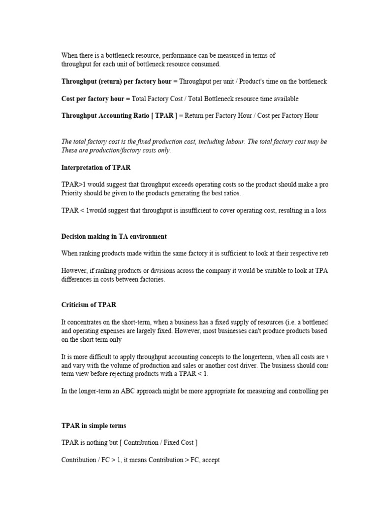 3.1 PM - Throughput and TOC - 260622 | PDF | Economies | Business Economics