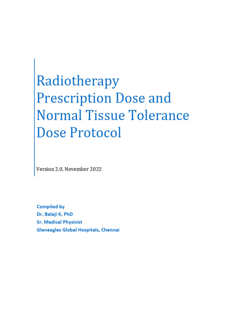 Radiotherapy Dose Protocols | PDF | Radiation Therapy | Diseases And ...