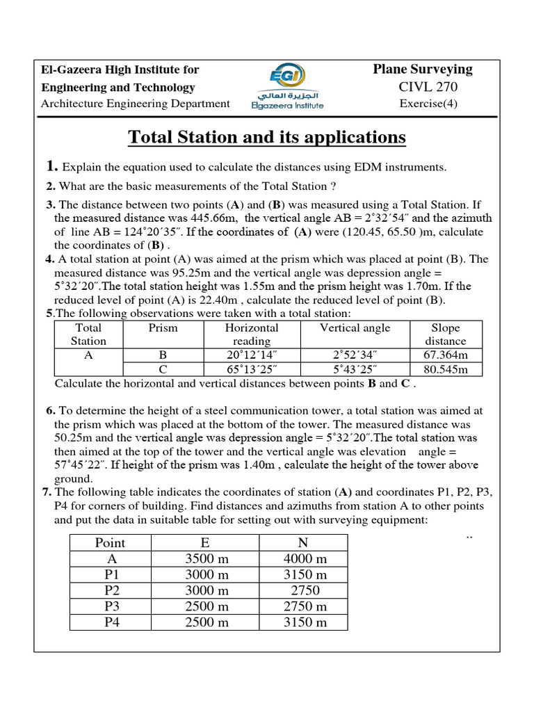 Exercise | PDF | Surveying | Metrology
