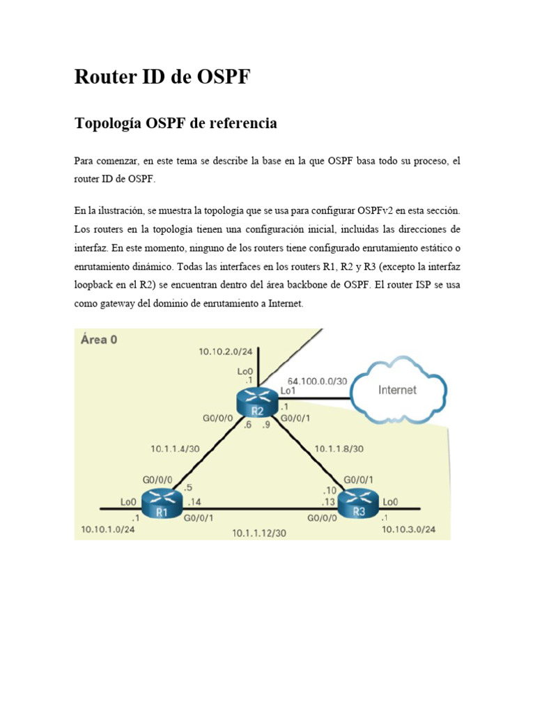 Router ID de OSPF | PDF | Enrutador (Computación) | Dirección IP