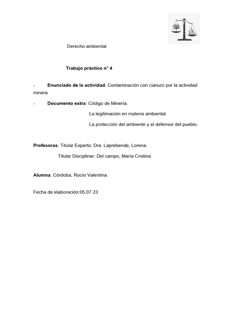 Trabajo Práctico n4 | PDF | Contaminación | Ley del Medio Ambiente