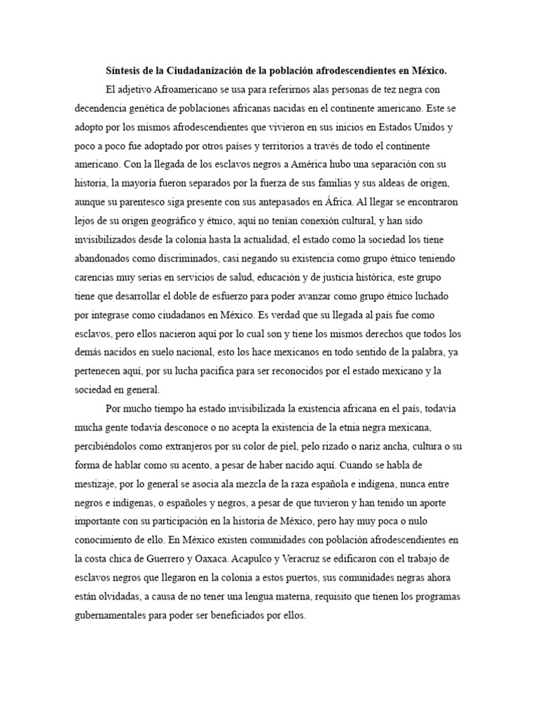 C8 Sintesis de La Ciudadanizacion de La Poblacion Afrodecendiente en ... C8 Sintesis de La Ciudadanizacion de La Poblacion Afrodecendiente en ...