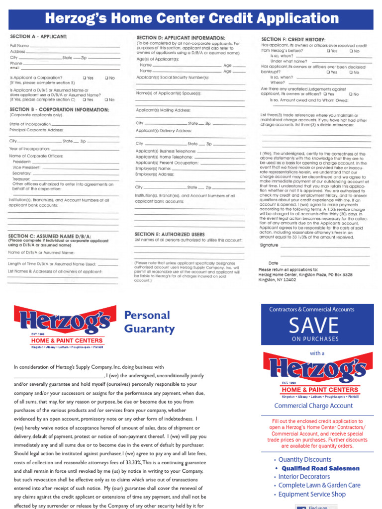 Herzogs House Account Application Credit | PDF | Guarantee | Business