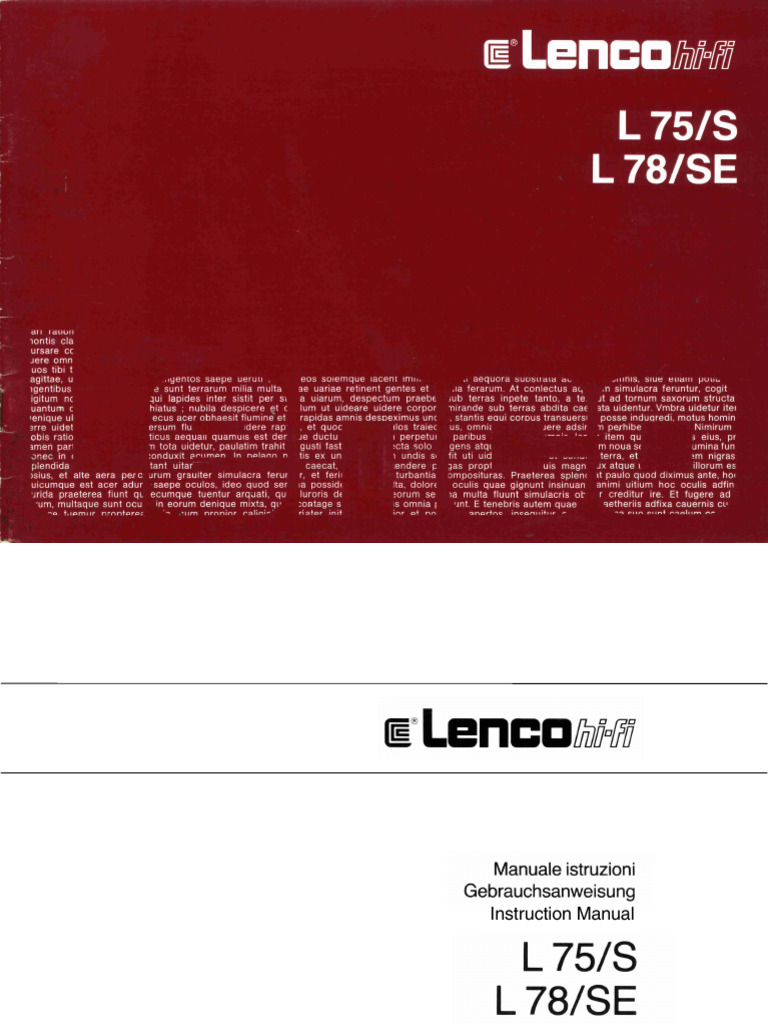 Lenco L75S L78S UserManual Multi | PDF | Phonograph | Electrical Connector