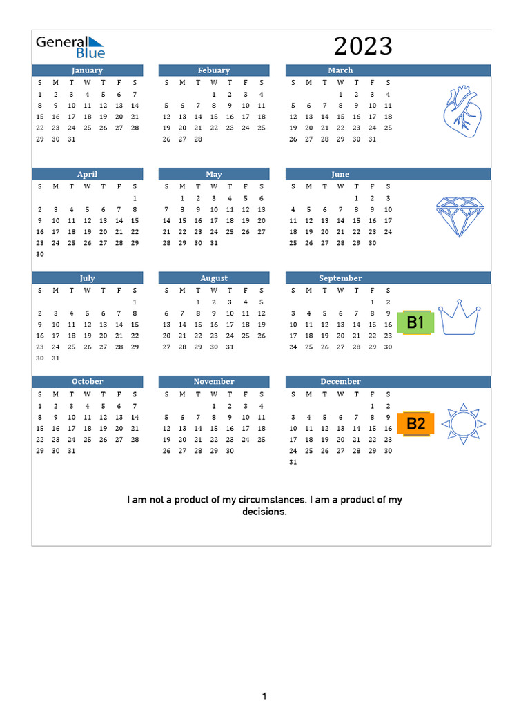 2023 Calendar Portrait Sunday Start | PDF