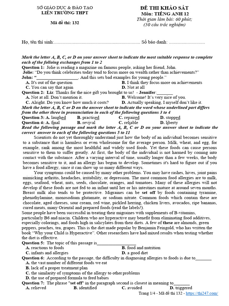 English Exam Paper 132 - Grade 12 | PDF | Climate Change | Foods