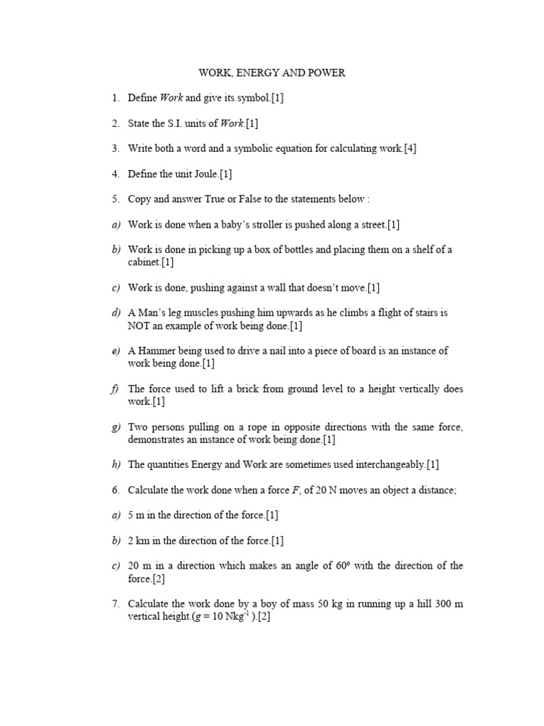 Work | PDF | Friction | Potential Energy