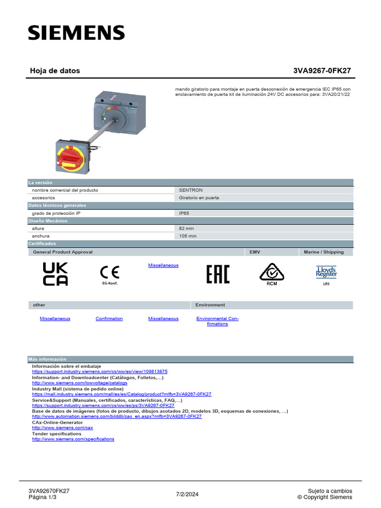 3VA92670FK27 Datasheet Es | PDF