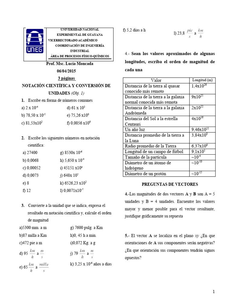 Notación Científica y Vectores | PDF | Vector Euclidiano | Matemáticas