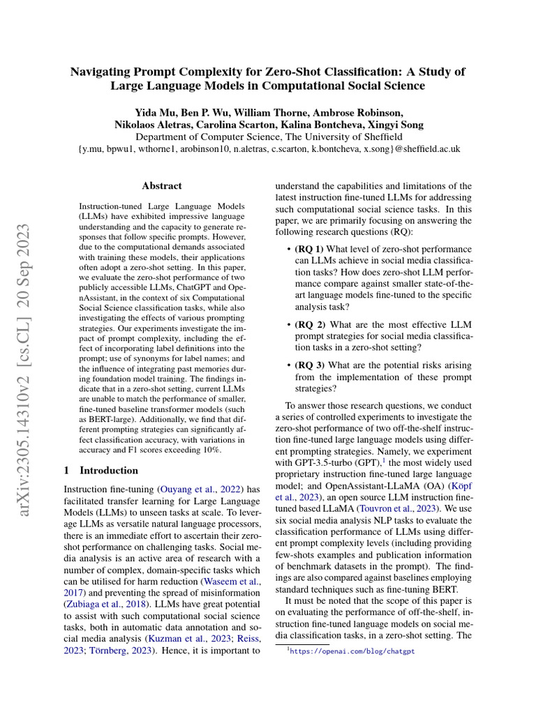 Navigating Prompt Complexity For ZeroShot Classification | PDF | Machine Learning | Artificial ...