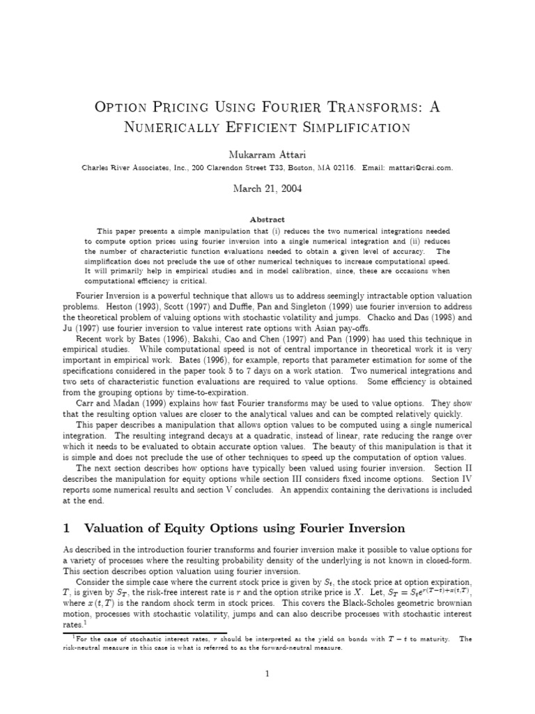 Efficient Option Pricing with Fourier Transforms | PDF | Option (Finance) | Black–Scholes Model