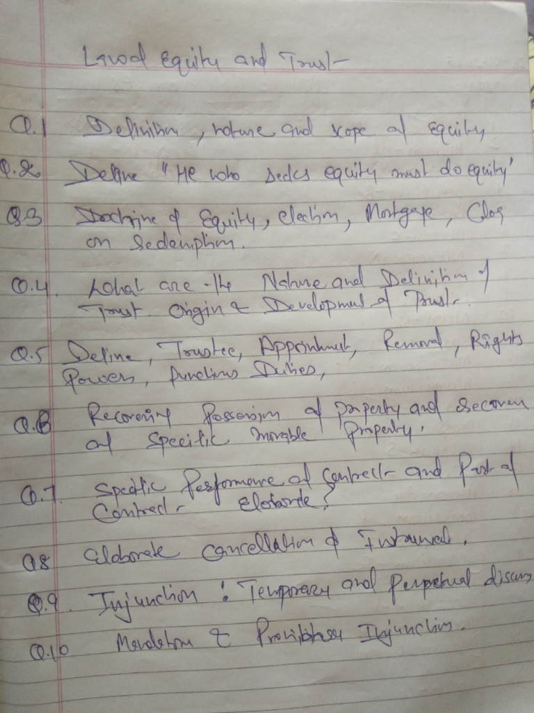 Important Notes and Questions of Law | PDF