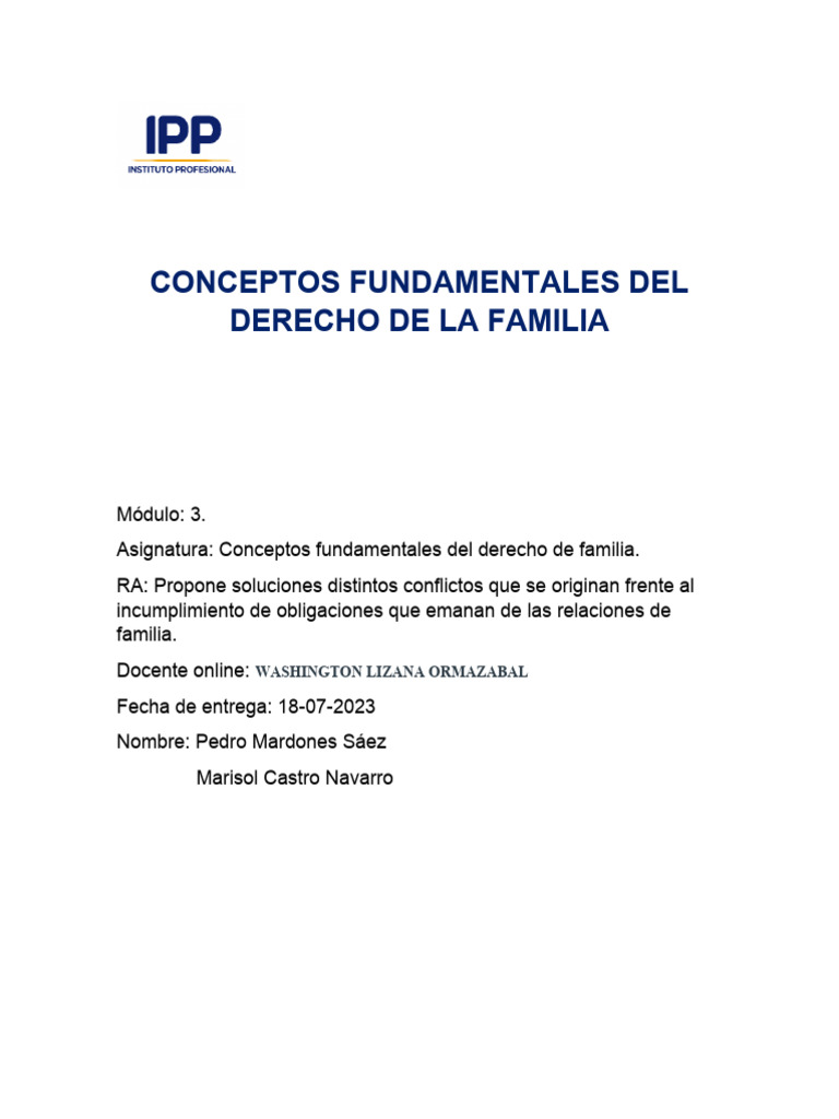 Conceptos Fundamentales de Derecho de Familia Modulo 3 | PDF | Pensión alimenticia