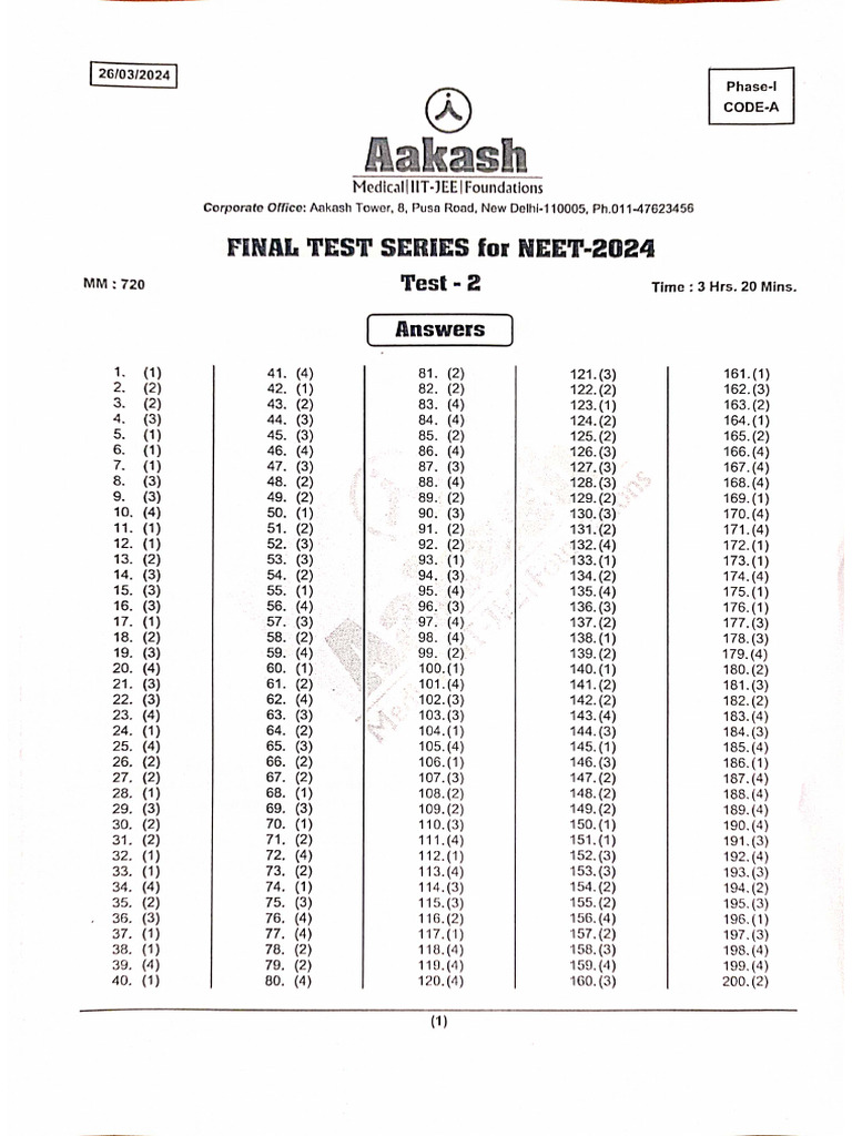 FTS - 02 (Code - A) Answe5kc5jf | PDF