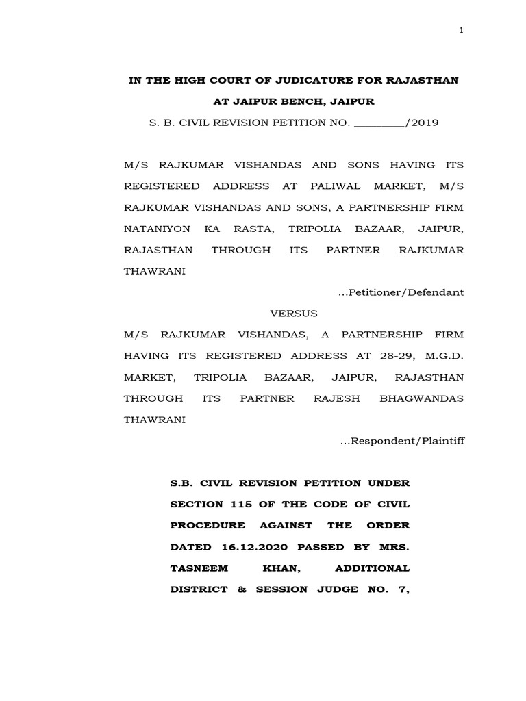 Revision Petition Shantilal V Kanram | PDF | Lawsuit | Federal Rules Of Civil Procedure