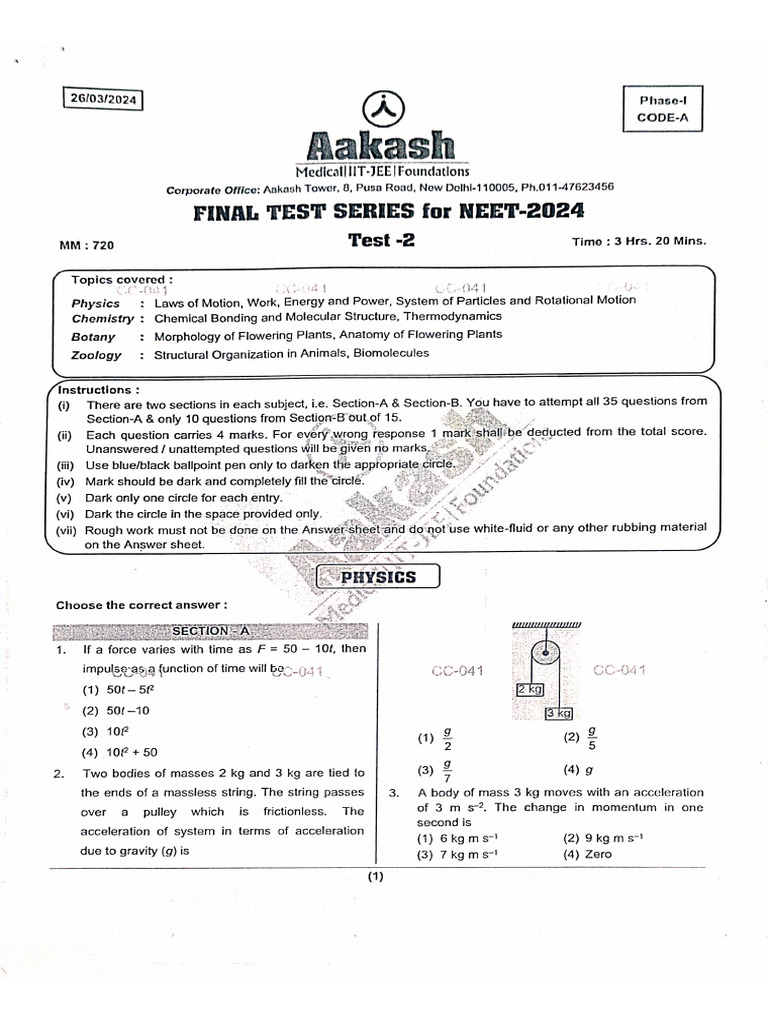 FTS - 02 (Code - A) tnfftnf5 | PDF