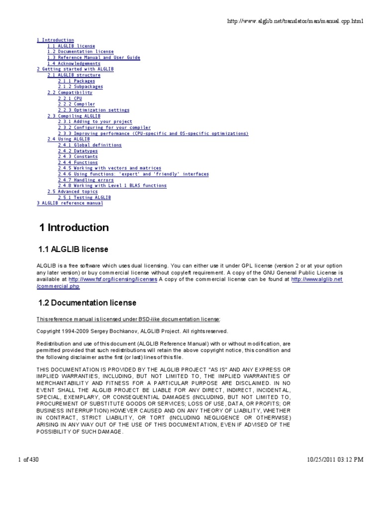 Alglib Man | PDF | Interpolation | Matrix (Mathematics)