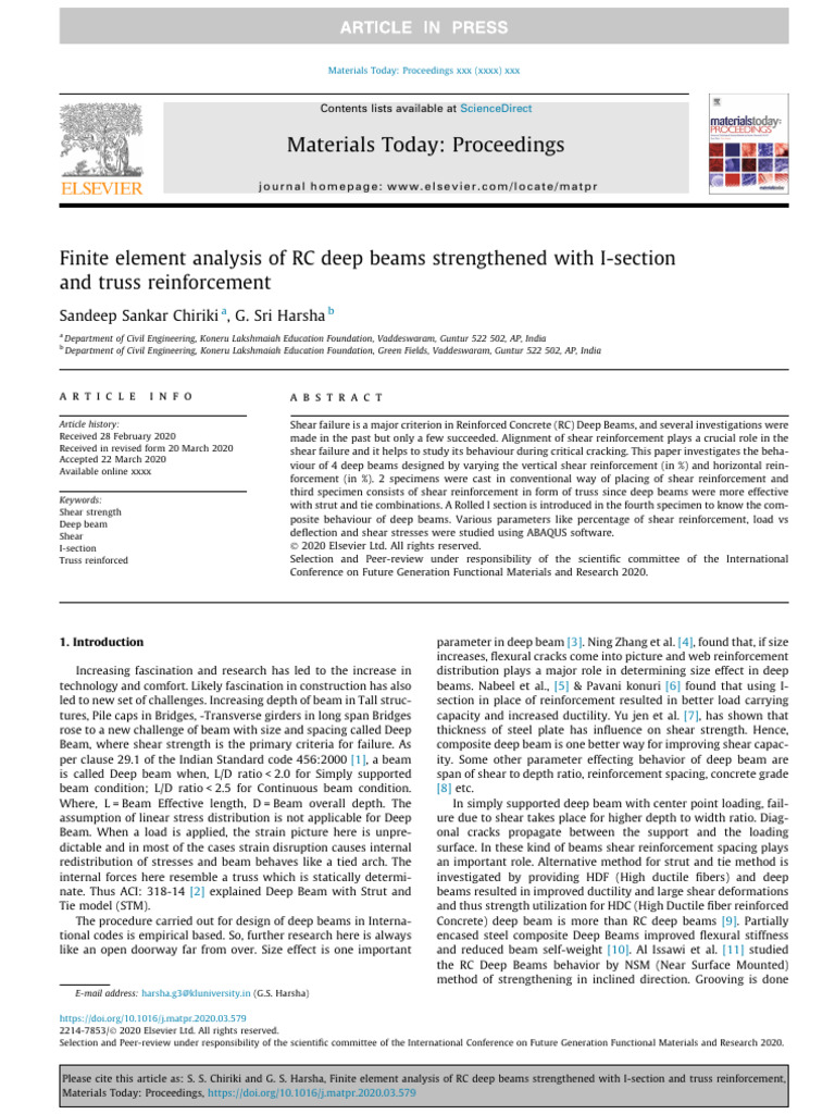 Sandeep Sankar Chiriki - Finite Element Analysis of RC Deep Beams Strengtned With I Section and ...