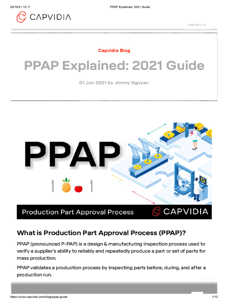 PPAP Process: A Comprehensive Guide | PDF | Production And ...