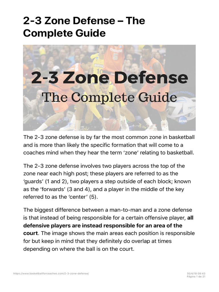 2-3 Zone Defense - The Complete Guide 1 | PDF | Basketball Positions | Team Sports