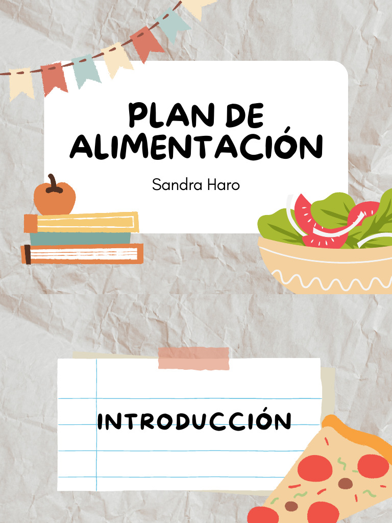 Presentación Plan Alimentación Dibujos Scrapbook Colorido | PDF