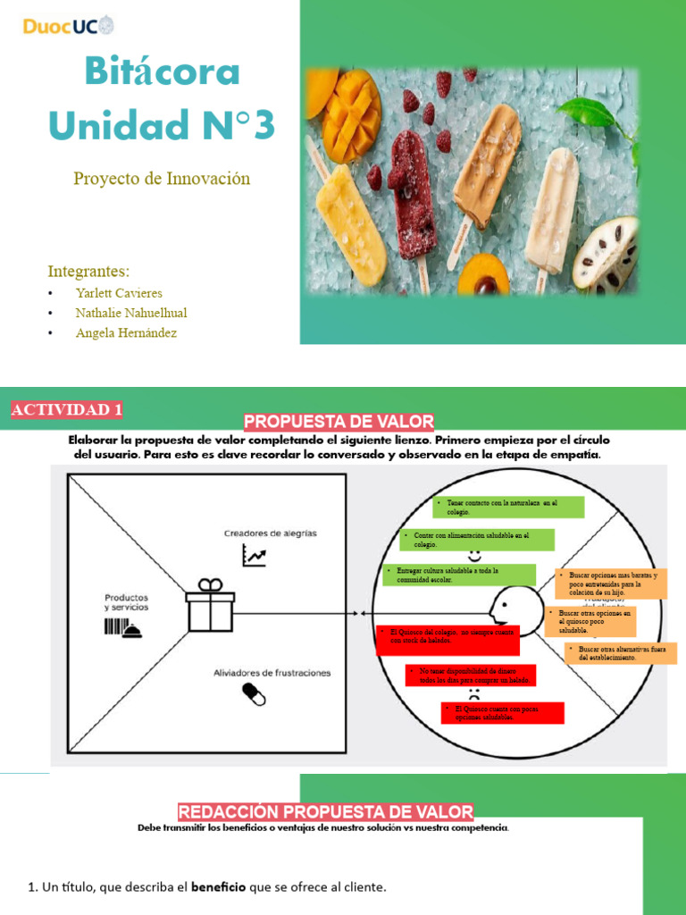 Bitácora Unidad N° 3.- Proyecto de Innovación. | PDF | Experiencia | Aprendizaje
