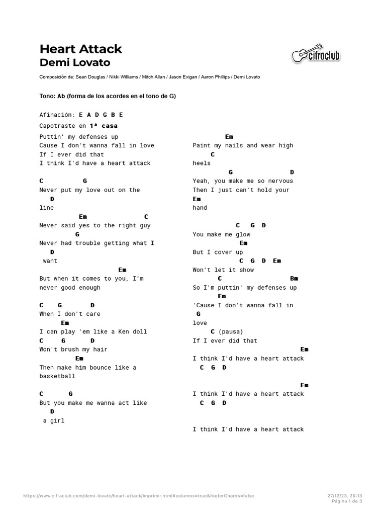 Demi Lovato Heart Attack | PDF | Songs Written | Pop Songs