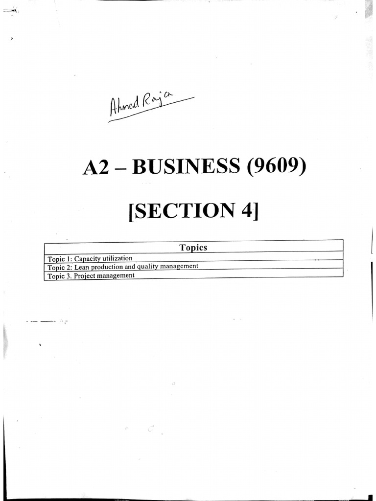 A2 Section 4 - Project Management | PDF
