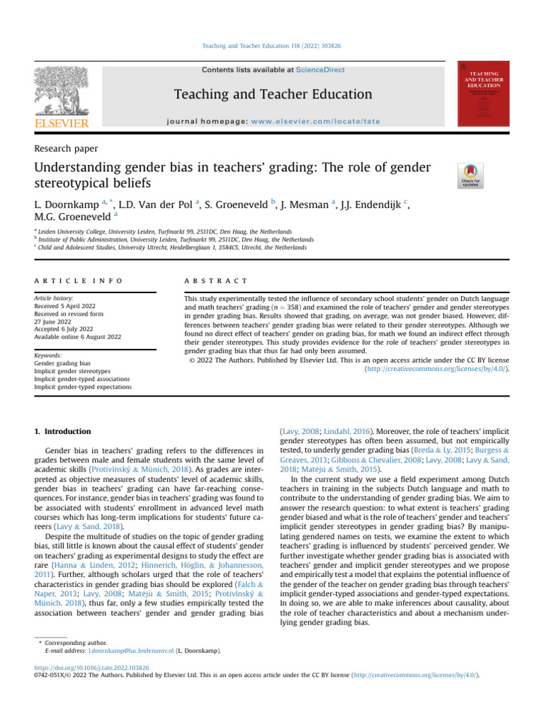 Gender Bias in Teachers Grading | PDF | Stereotypes | Bias