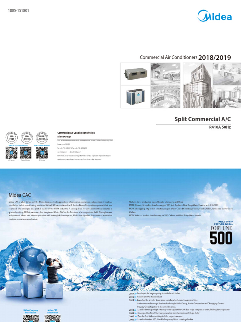 Midea Large Split AC R410A 50Hz | PDF | Air Conditioning | Temperature