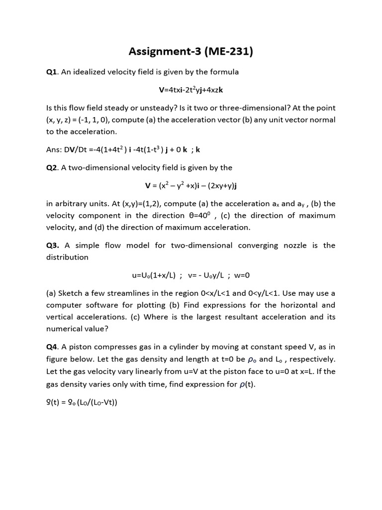 ME 231 Assignment 3 | PDF | Acceleration | Velocity