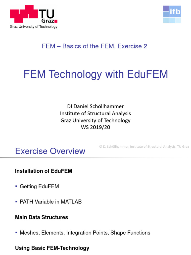 Fem Technology With Edufem: Fem - Basics of The Fem, Exercise 2 | PDF | Finite Element Method ...