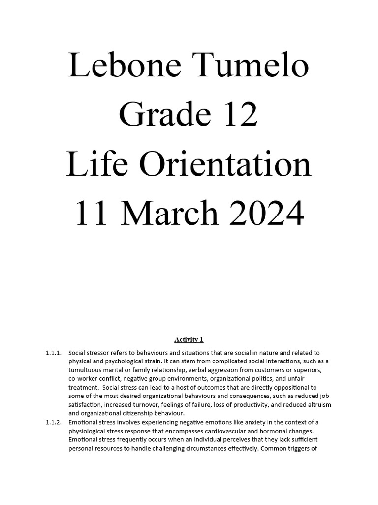 LO Assignment Matric | Download Free PDF | Psychological Resilience ...