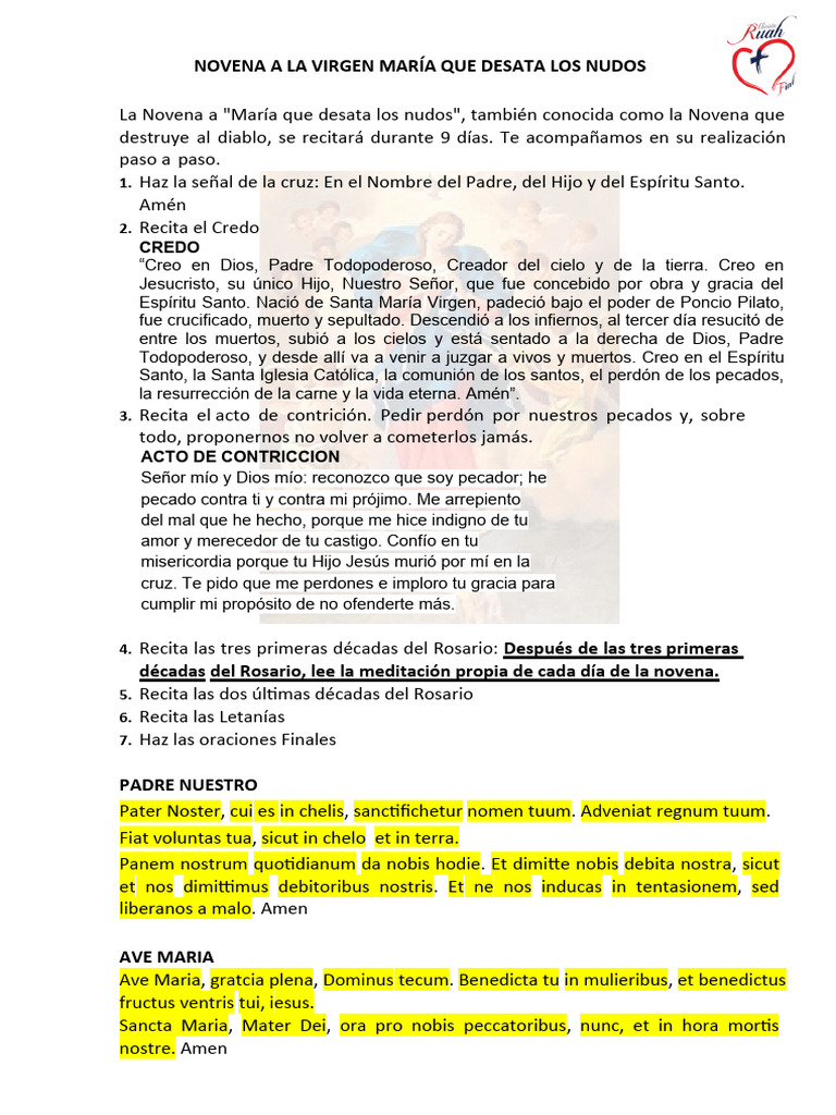 Novena a María Desatadora de Nudos | PDF | María, madre de Jesús | Pecado