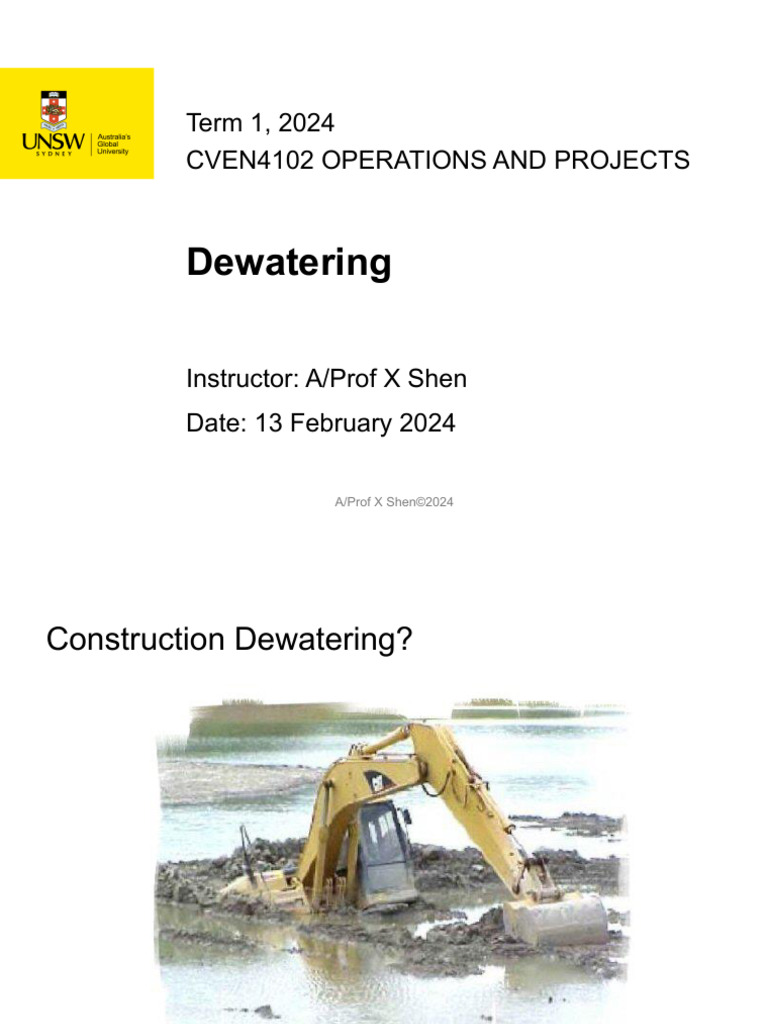 Lecture 1 - Dewatering | PDF | Pump | Pipe (Fluid Conveyance)