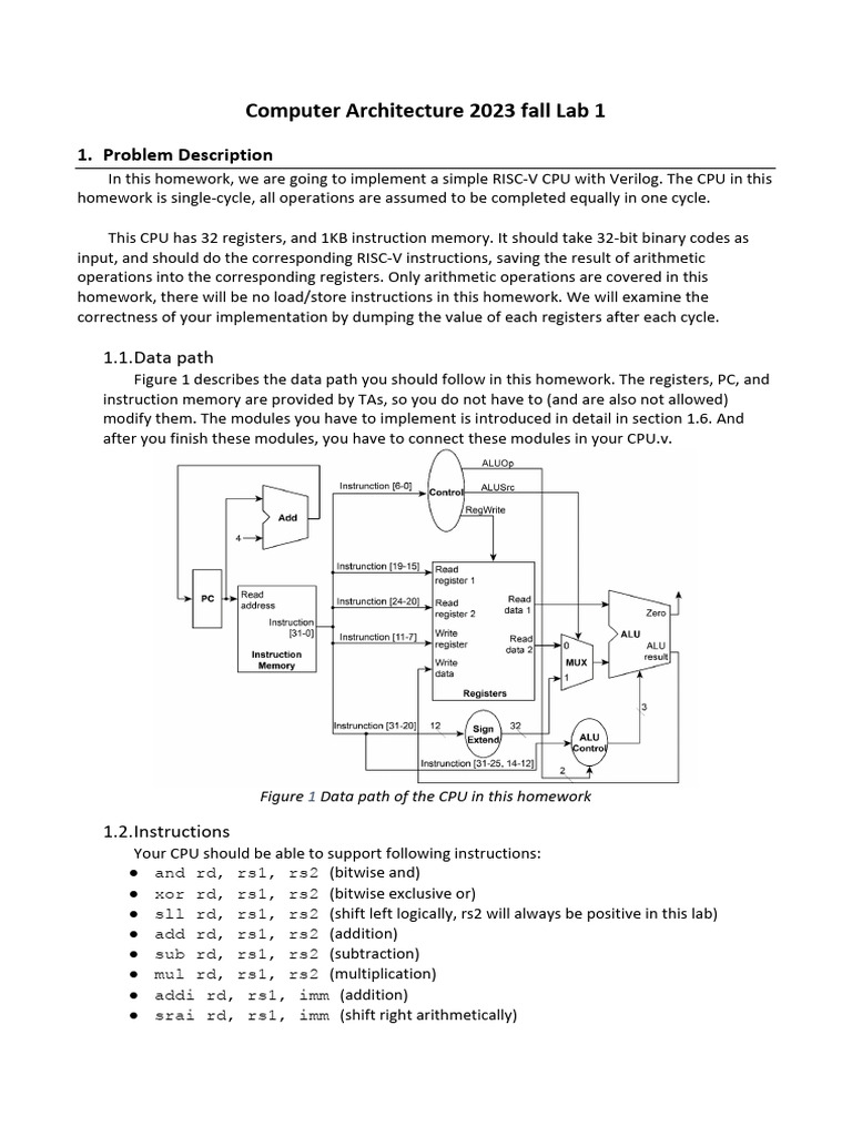 Lab1 Spec | Download Free PDF | Central Processing Unit | Office Equipment