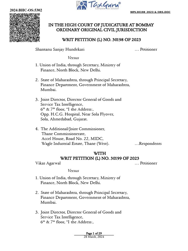 Shantanu Sanjay Hundekari Vs Union of India Bombay High Court | PDF | Taxes