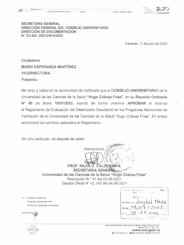 NOTF. ALCANCE AL REGLAMENTO DE EVALUACION DEL DESEMPEÑO ESTUDIANTIL | PDF