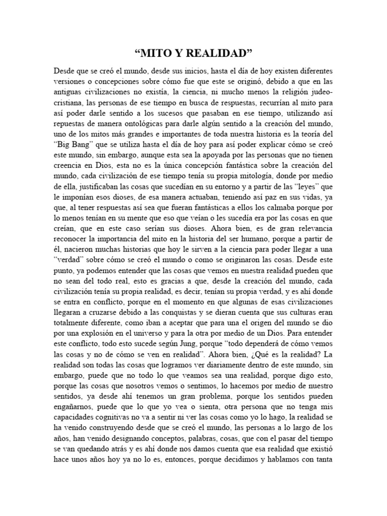 Mito y Realidad | PDF | Realidad | Verdad