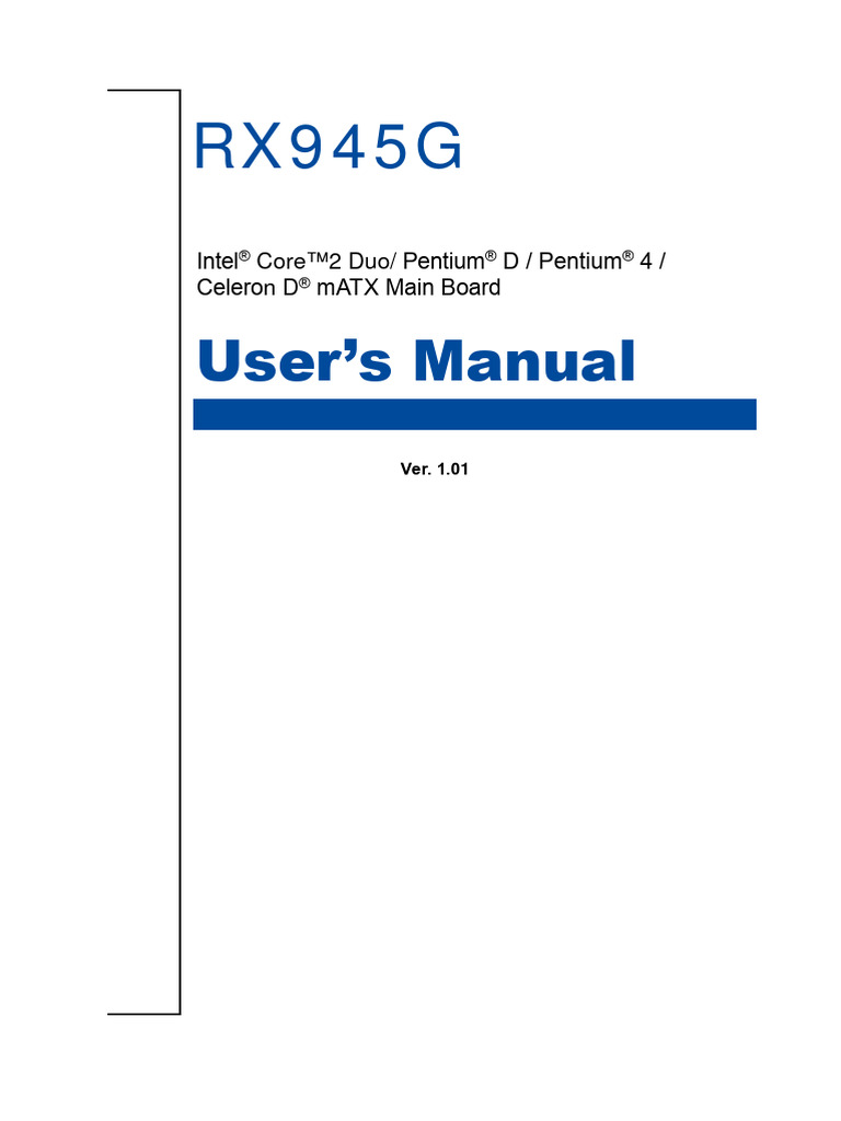 RX945GManualRev1.01 | PDF | Intel | X86 Architecture