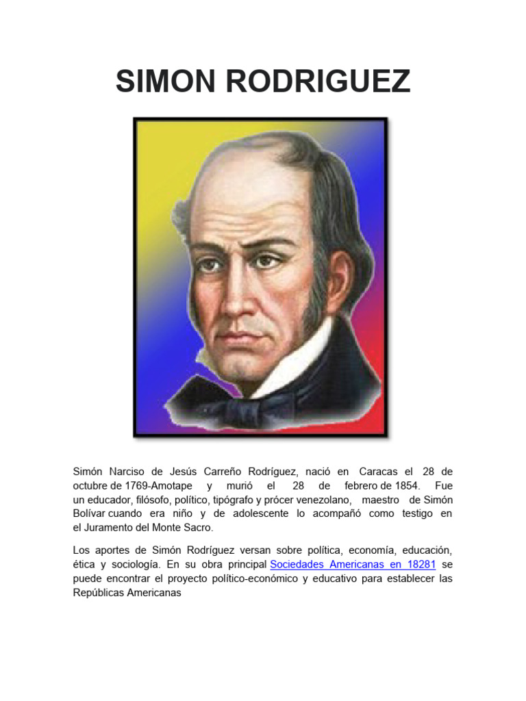 Biografía de Simón Rodríguez | PDF