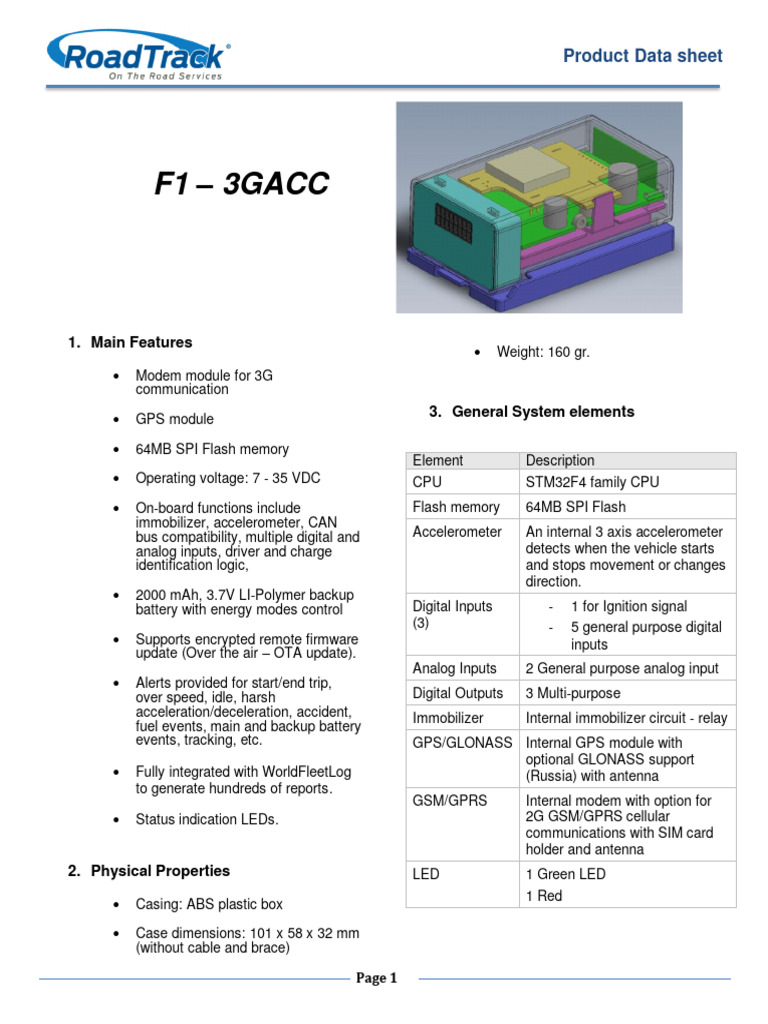 F1 - 3GACC Datasheet | PDF | Modem | Accelerometer